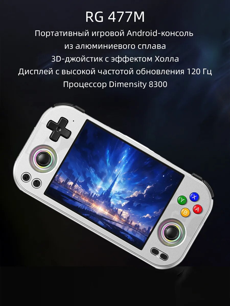ANBERNIC RG477M, серебристый, 256 ГБ, портативная игровая консоль в стиле ретро-аркады.