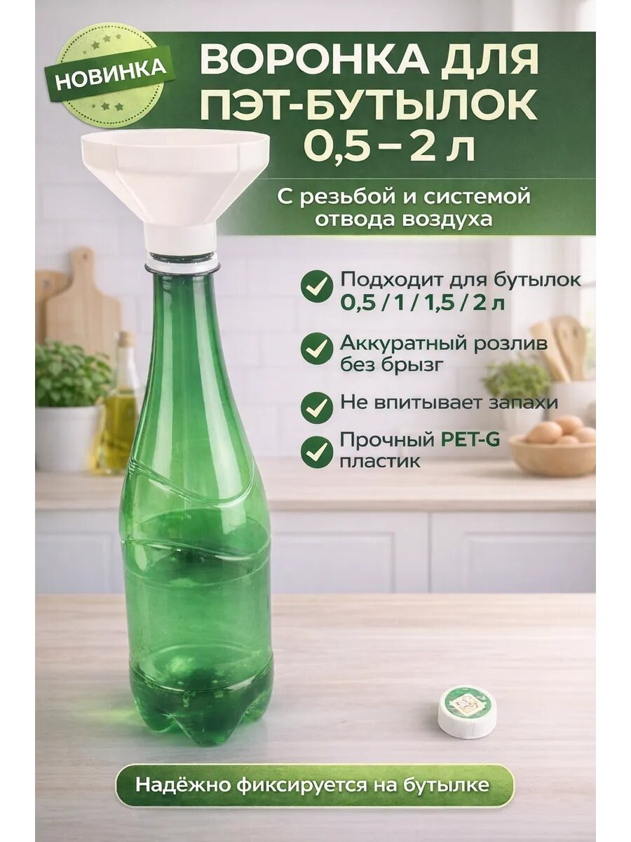 Воронка для ПЭТ бутылок 0,5 л. - 2 л. с отводом воздуха, белый