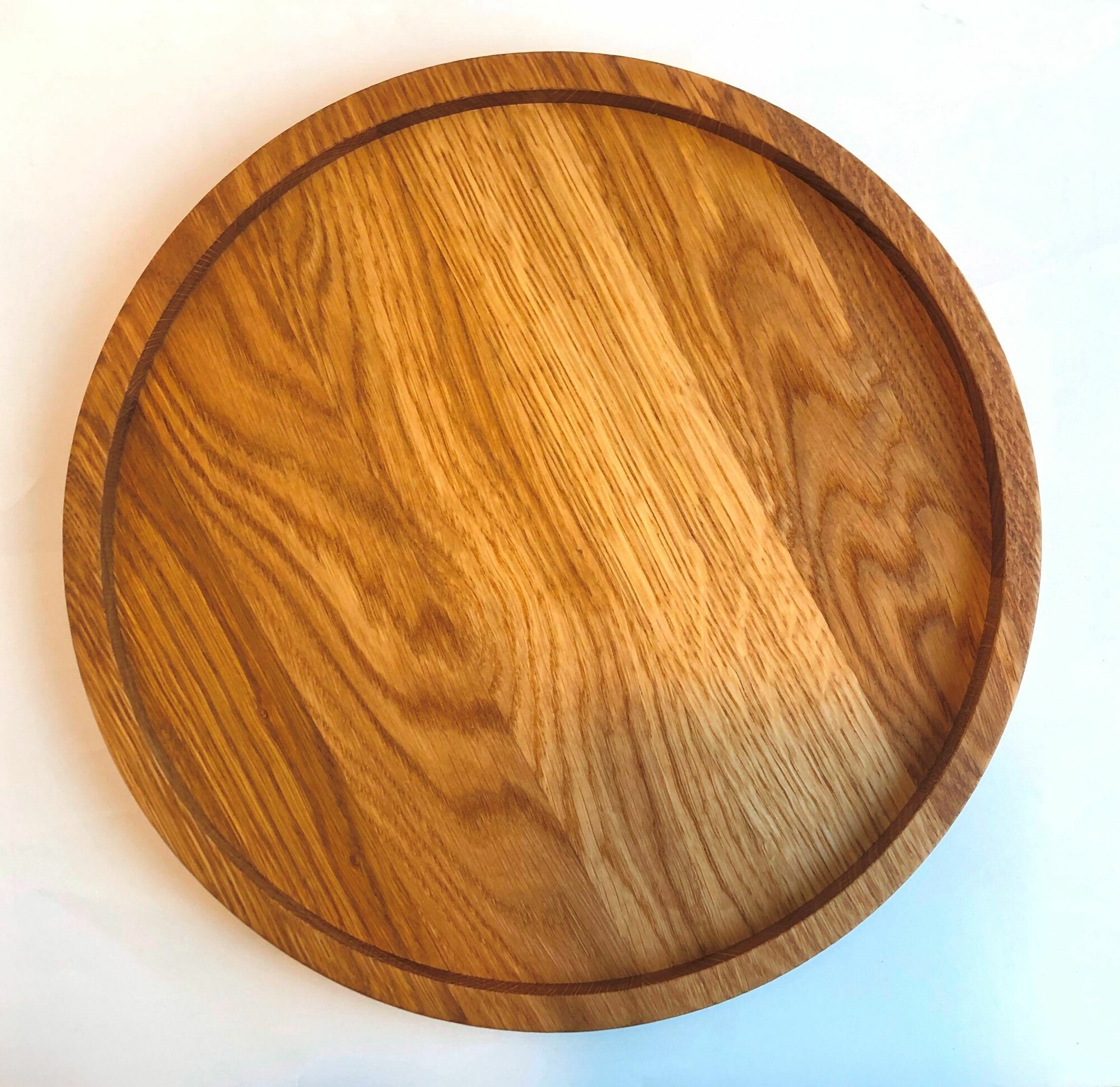 Менажница деревянная из дуба 25х2 см тарелка/поднос для подачи закусок, для пиццы.