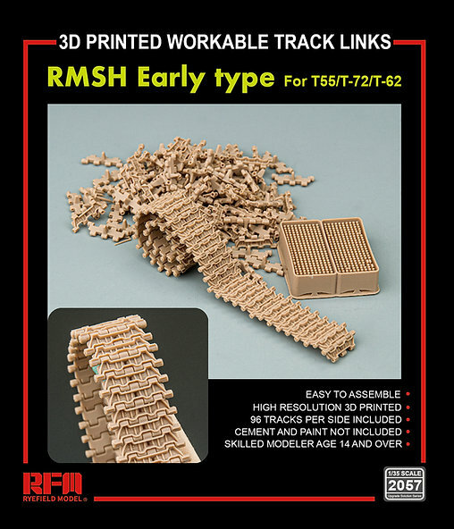 2057 RFM Рабочие смоляные траки для Т-55/62/72 (РМШ ранние) 1/35