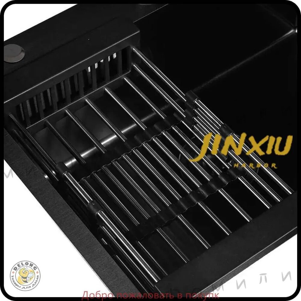 Мойка JINXIU HARBOR из нержавеющей стали 304, матовый черный цвет, 45x40 см, квадратная или прямоугольная форма — фото 1