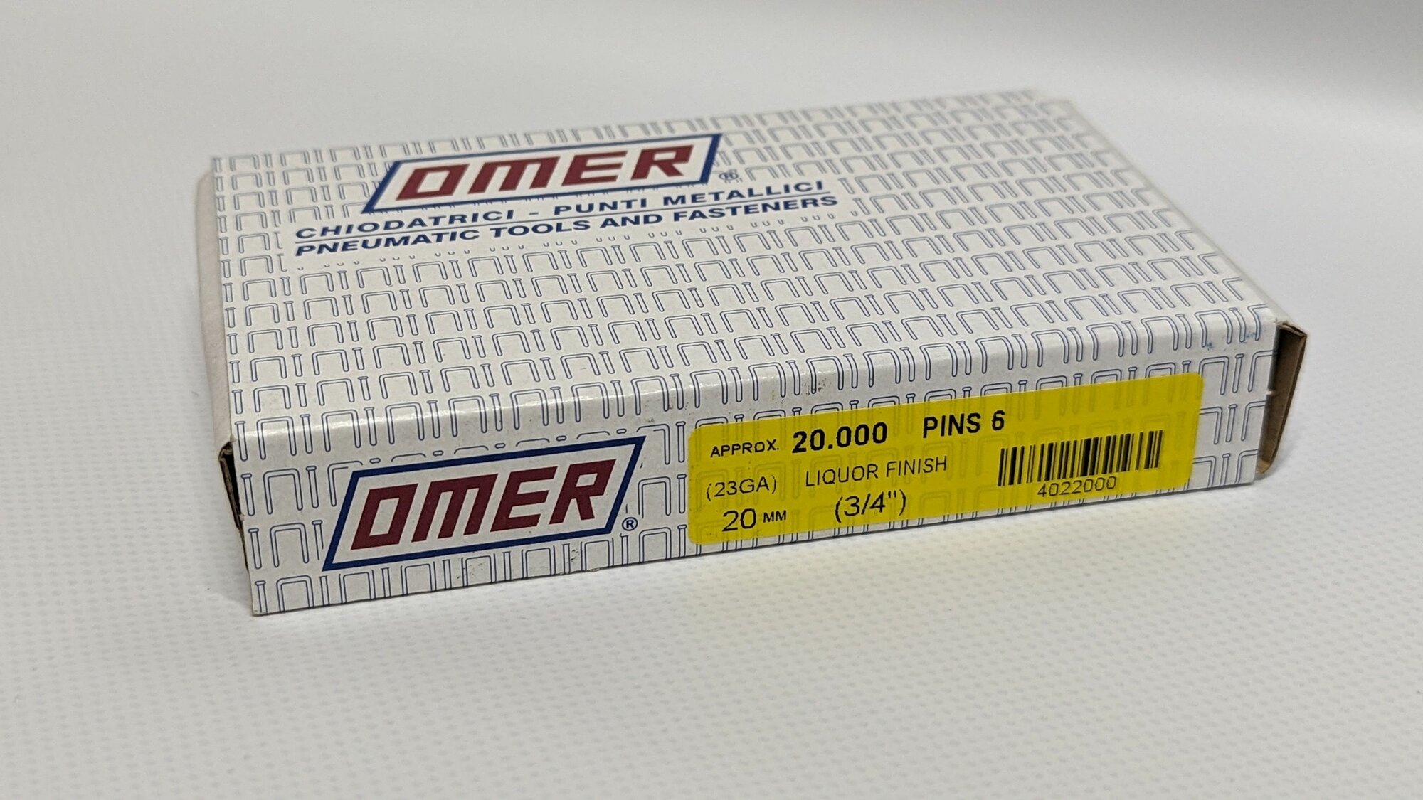Шпильки для пневмопистолета Omer Pins 6/20 23GA (10000 шт)