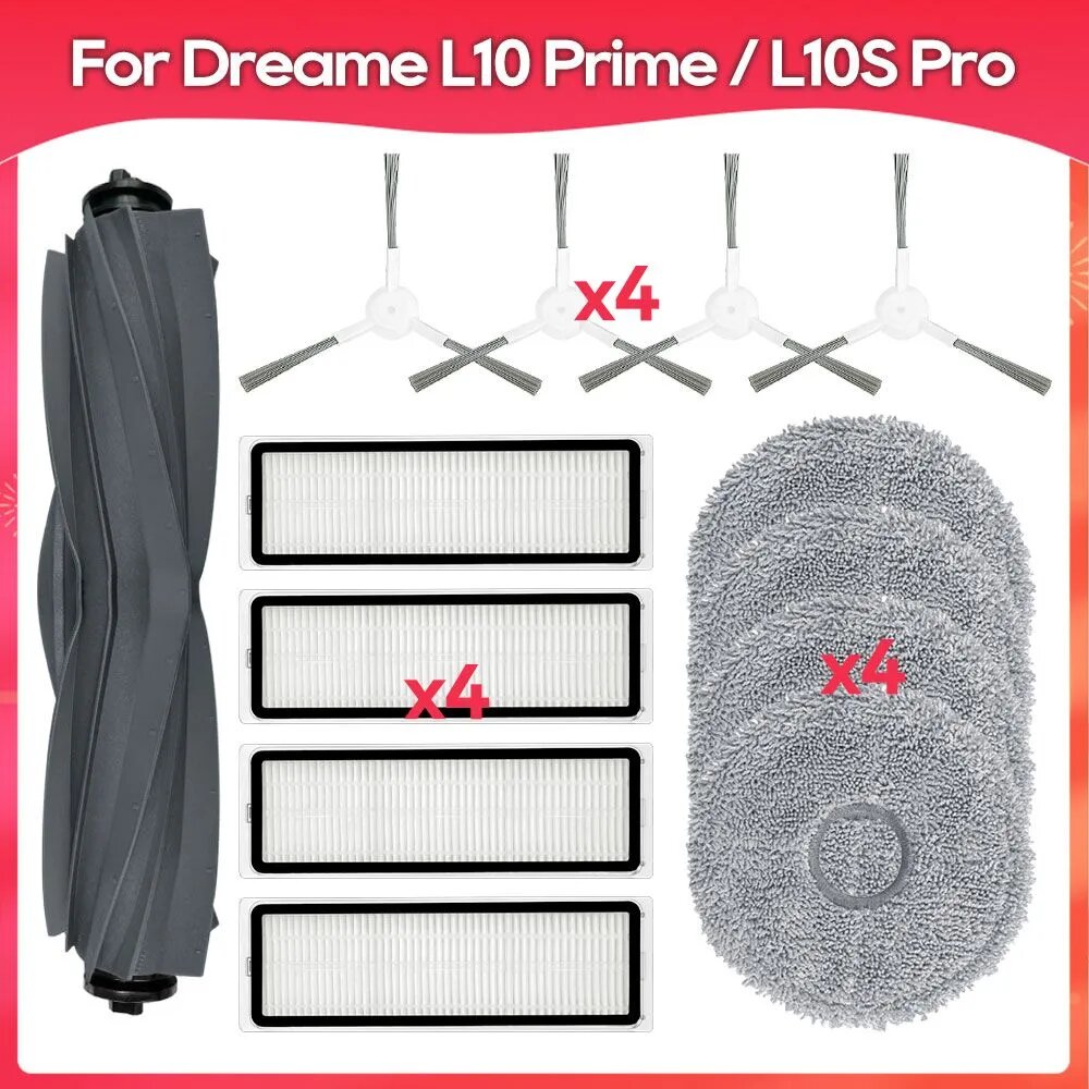 Совместимо со роботом-пылесосом Dreame L10 Prime / L10S Pro / L10 Ultra главная щетка, боковая щетка, фильтр, тряпка для мокрой уборки Запасная часть Аксессуары