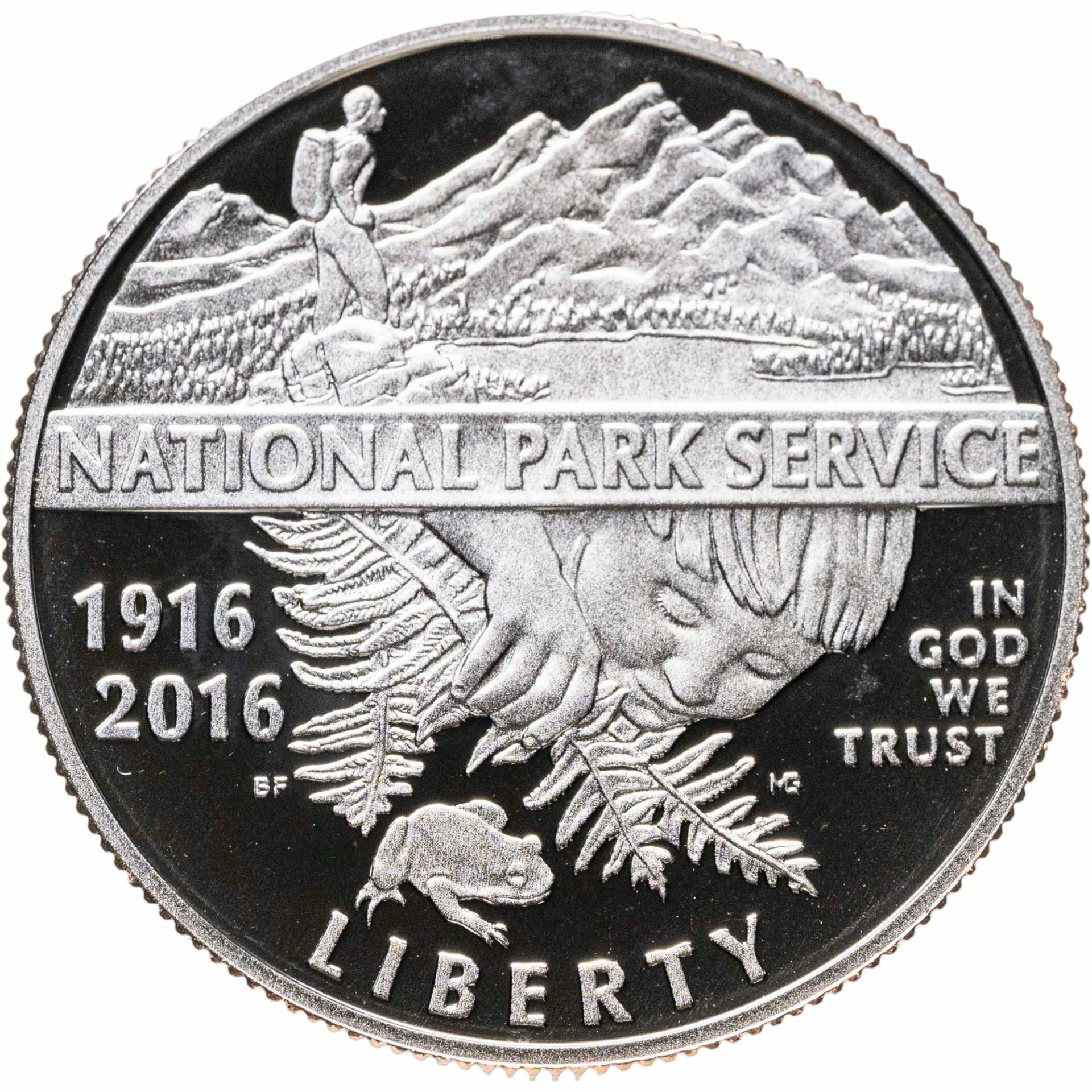США 50 центов 1/2 доллара, half dollar 2016 D 100 лет Службе национальных парков США, Медь, в сохранности Proof