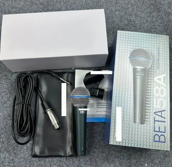 Микрофон для живого вокала BETA58A, серый металлик