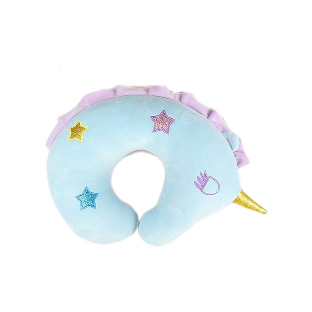 Детская подушка-уникур в форме подковы, Синий