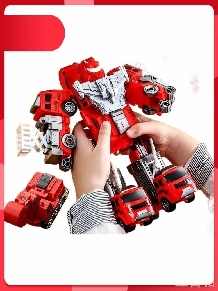 Трансформер 5-в-1 пожарная машина игрушка для мальчиков