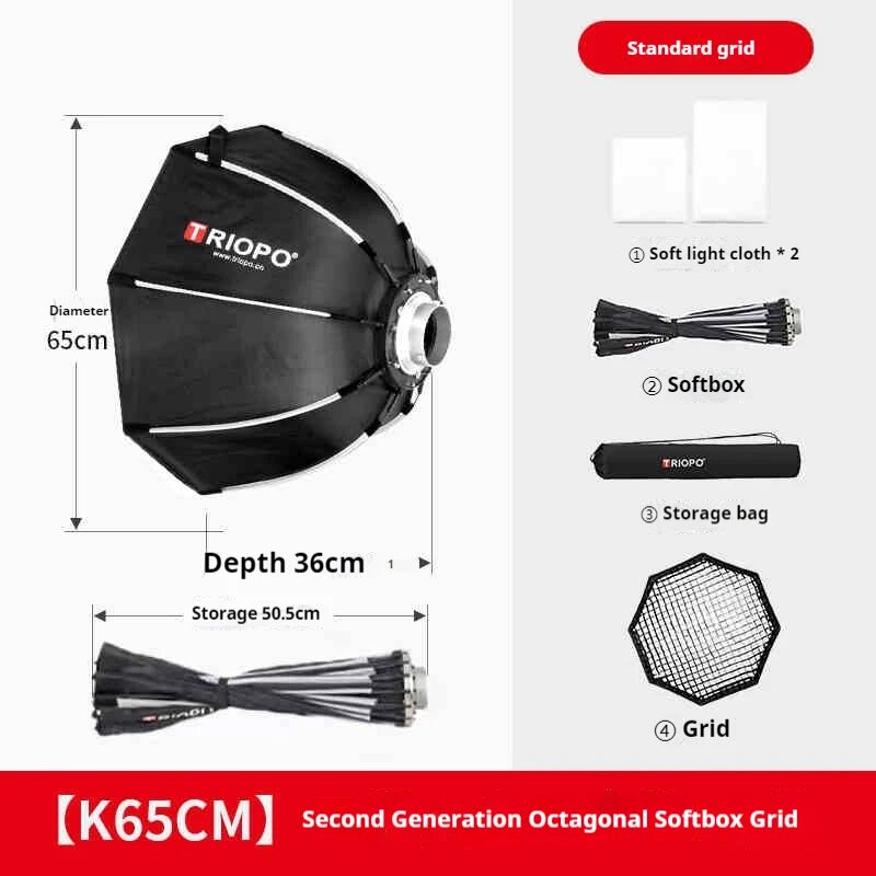 TRIOPO Softbox Octagonal 65см с сотовой сеткой, k265mm grid