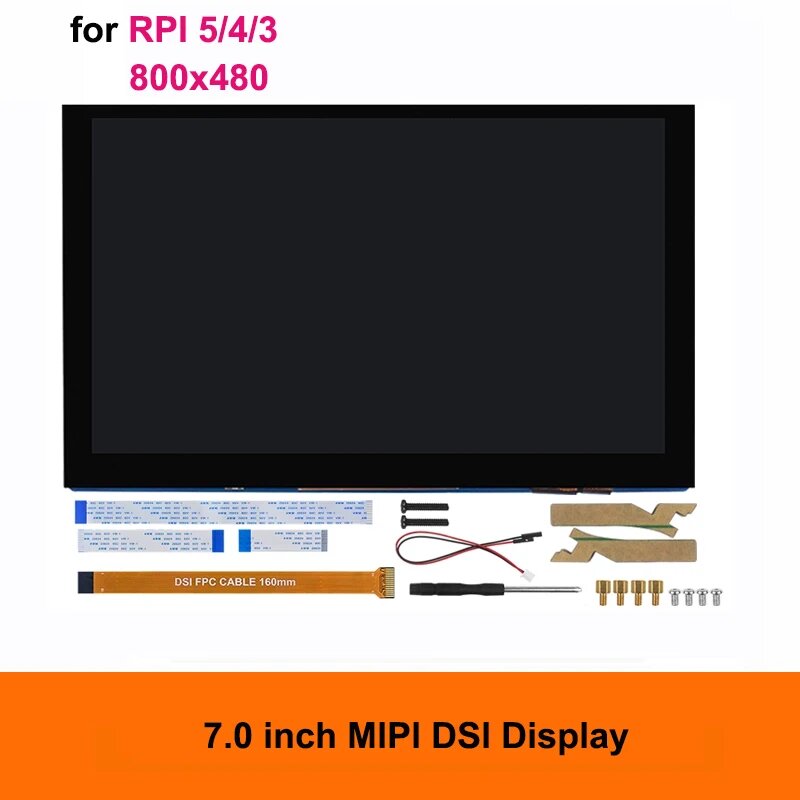 Raspberry Pi 5 7-дюймовый IPS DSI-дисплей 800x480 емкостный сенсорный ЖК-модуль 7-дюймовый ШИМ-монитор с сенсорным экраном для Raspberry PI 4B/3B +/3B