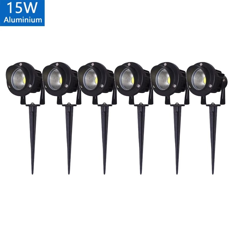 Светодиодные садовые фонари Zhengde Черный, D75F 15W 6Pcs, Warm white 3000K, voltage DC12-24V