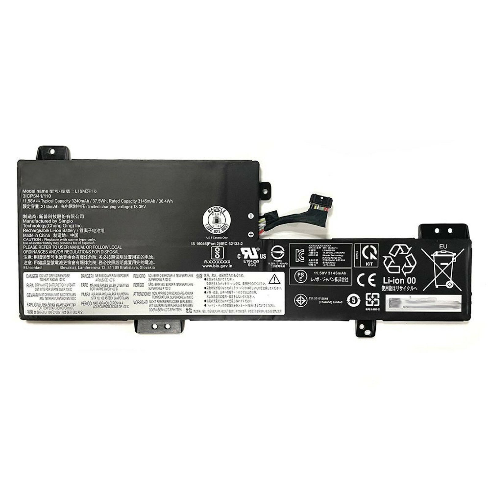Аккумулятор MyPads L19C3PF8 L19M3PF8 для ноутбуков Lenovo IdeaPad Flex 3-11IGL и C350-11, 7.6 В, 35 Вт·ч