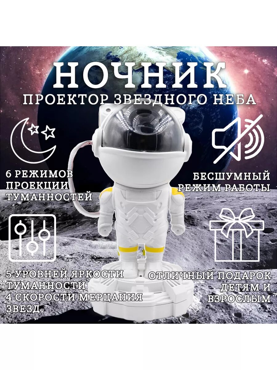Проектор Галактик и ночного неба «Астронавт» + Bluetooth-колонка «Космическая станция»