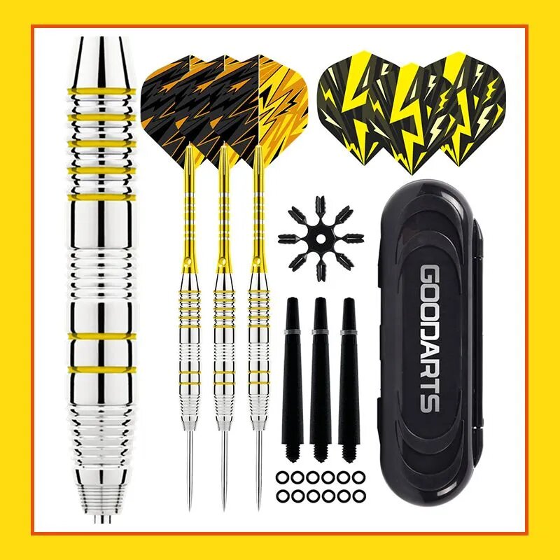 Набор для игры в дартс Goodarts со стальными наконечниками, дротиками и оперением, золотистый
