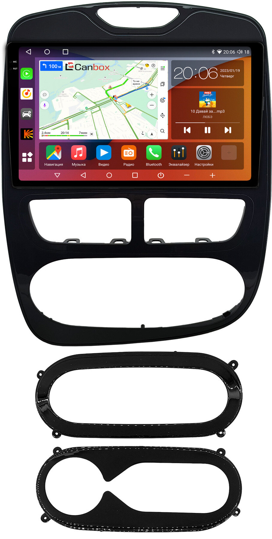 Штатная магнитола Canbox Logic-i3 2K 5734-10-0860 Renault Clio 4 2016-2019 (черная) Android 13 (4G-SIM, 6/128, DSP, 360, QLed)