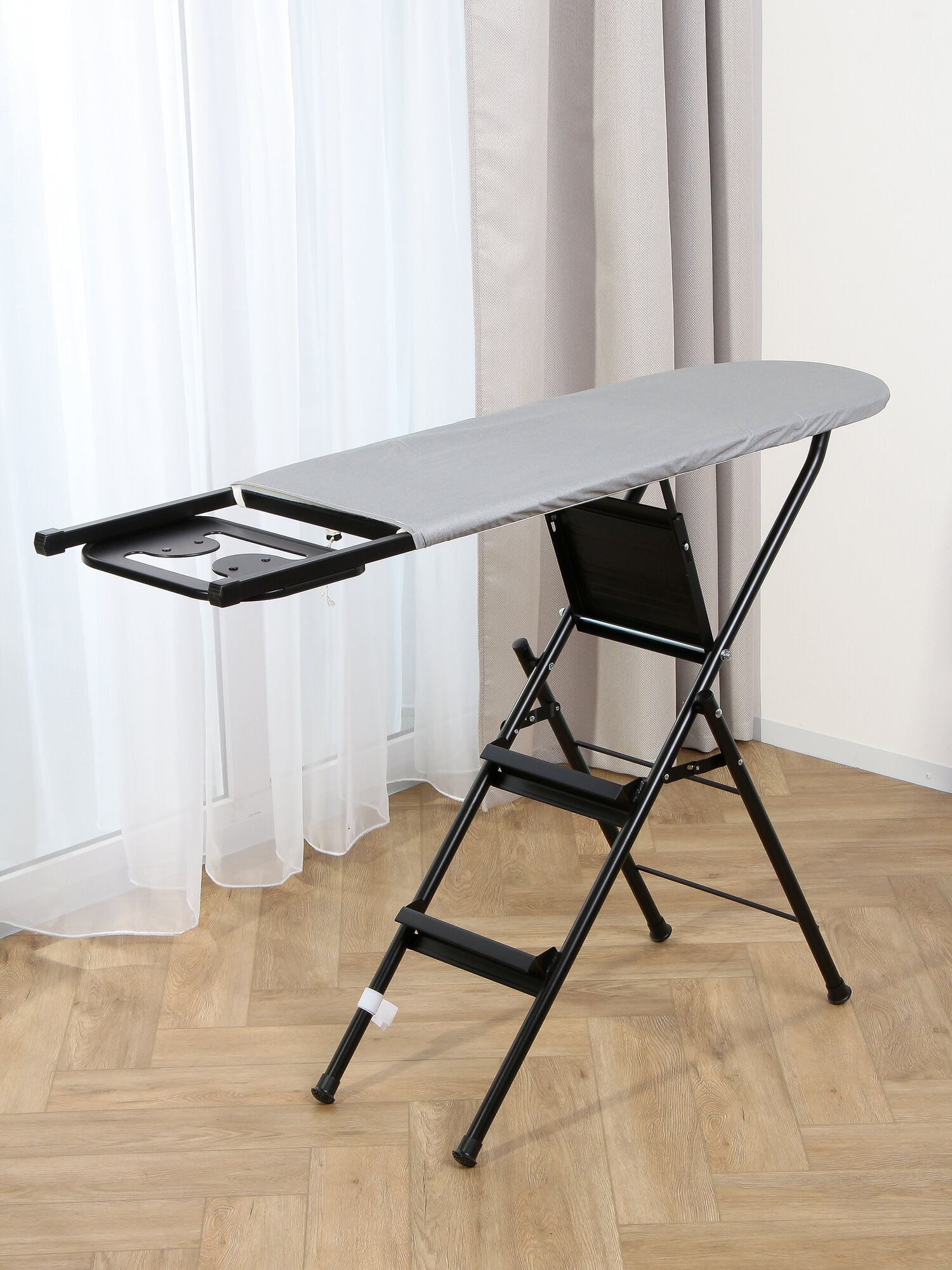 Гладильная доска-стремянка 2 в 1 Марья Искусница, 99х32 см, металлическая основа, 3 ступени, высота 116 см, белая