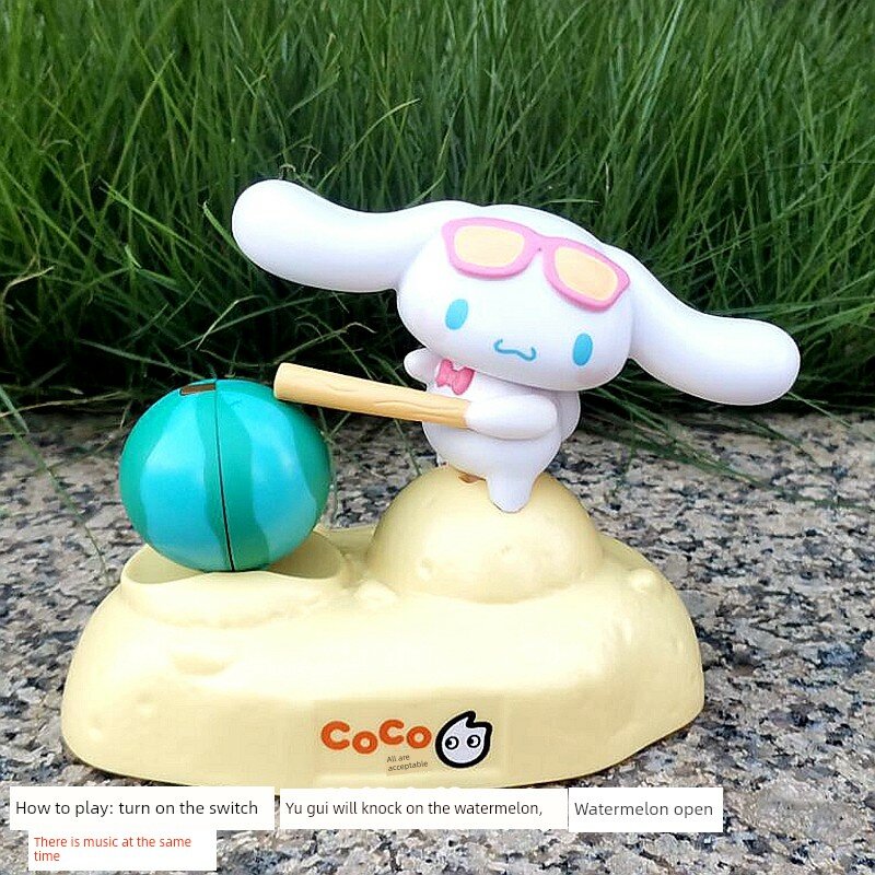 Фигурка Cocoa с арбузом и ударом Sanrio новая подлинная импортная игрушка высота 10 см веселый дизайн для детей