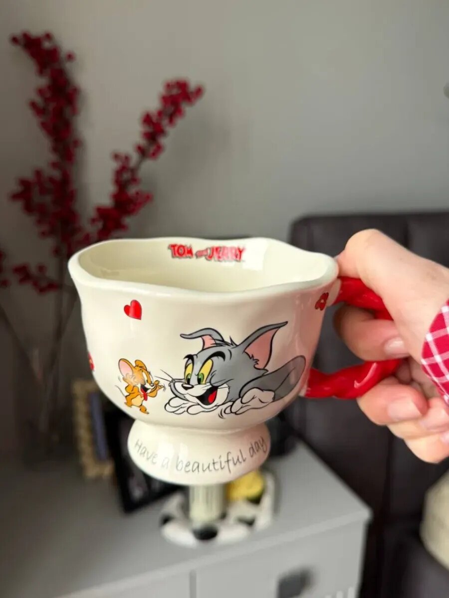 Кружка от бренда "Тепло в руках" - "Том и Джерри", керамика, для СВЧ, для посудомойки, высота 9 см