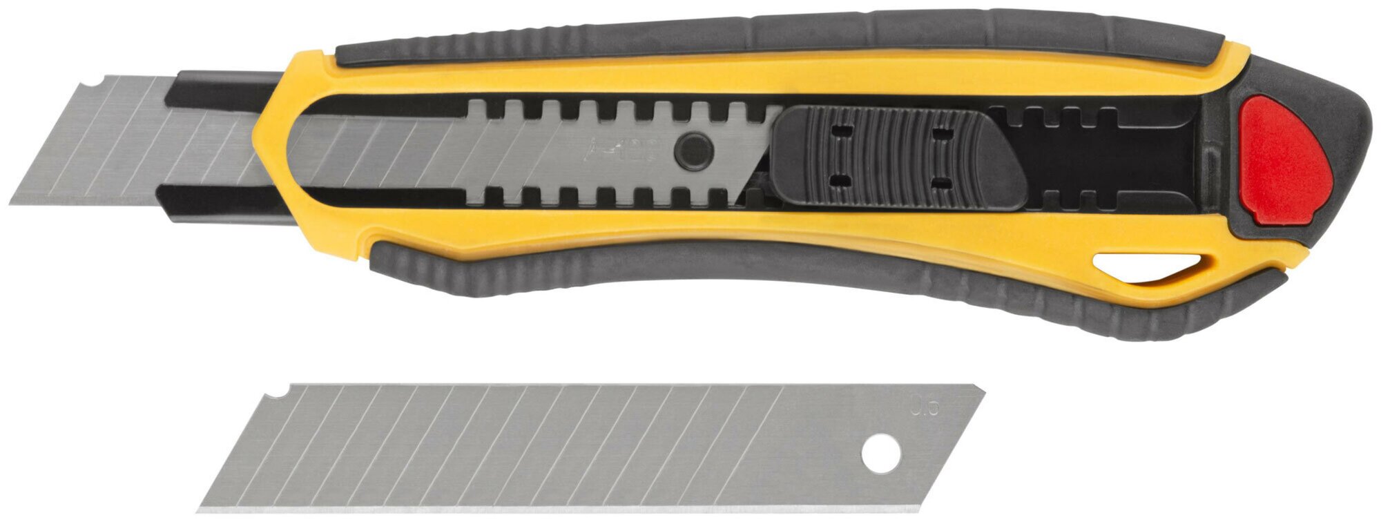 Нож технический 18 мм усиленный прорезиненный, 2-х сторонняя автофиксация