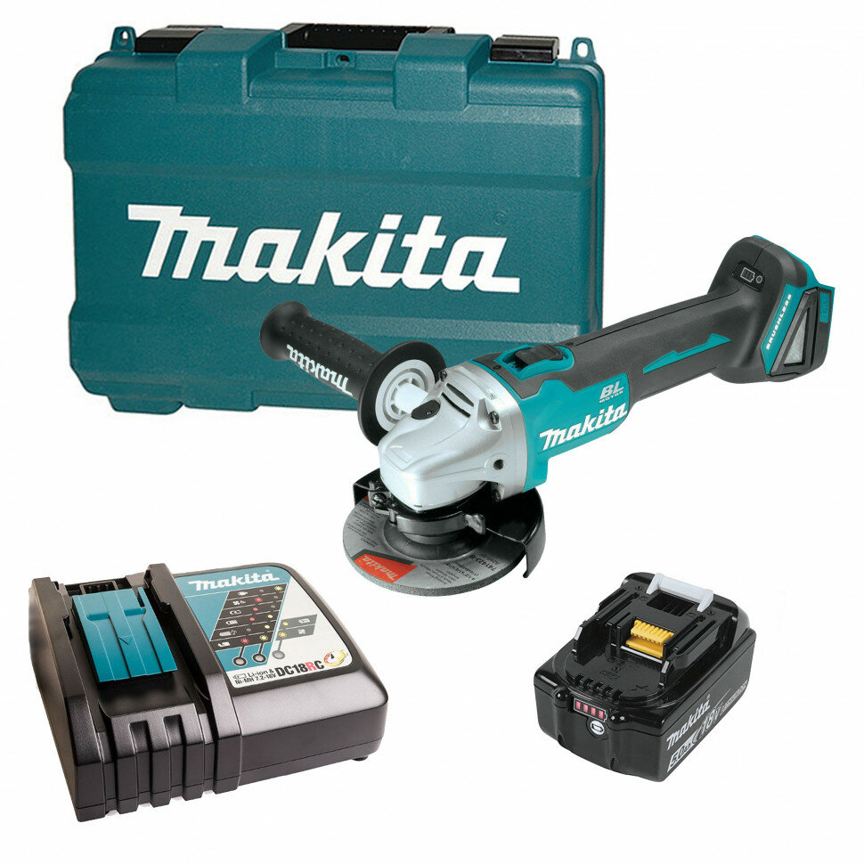 Аккумуляторная угловая шлифовальная машина Makita DGA504RT (DC18RC + BL1850B + Кейс)