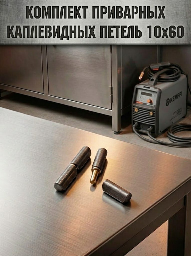 Петли усиленные каплевидные приварные 10х60 для печей, каминов, сейфов, шкафов и калиток (комплект 2 шт)