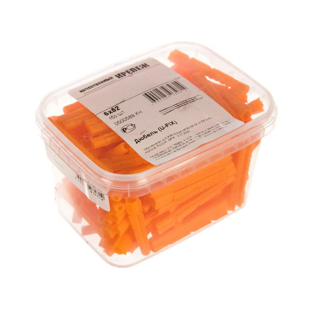 Дюбель U-FIX 0500589КЧ, качественный крепеж, 150шт, пластик, длина 52мм, диаметр 6мм