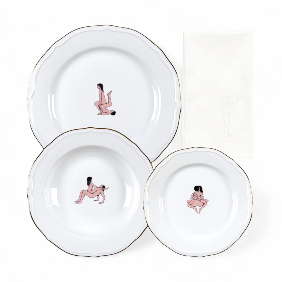 Тарелка Seletti 09848 Seikantai5271 - GATHERED Набор из 3 тарелок + 1 салфетка (Seletti)
