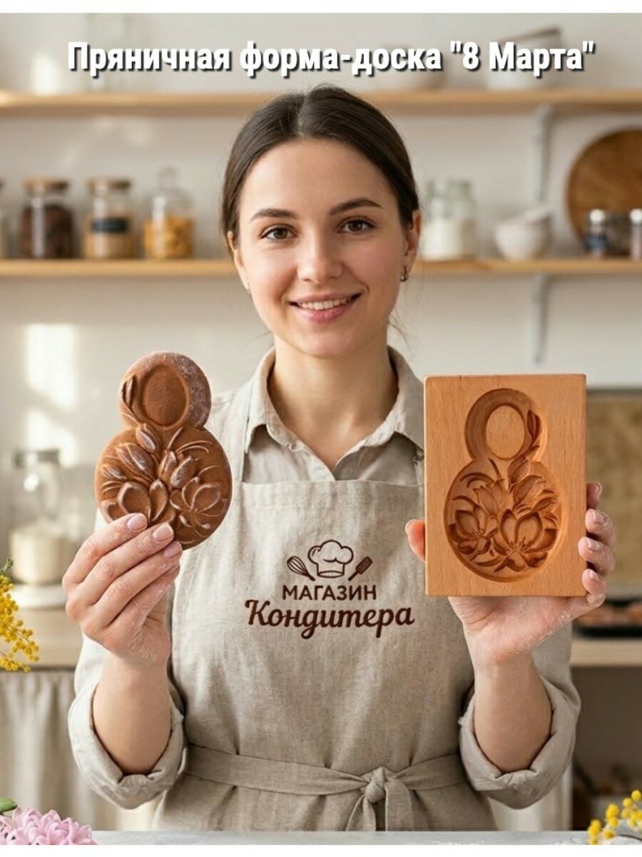 Пряничная форма-доска "8 Марта" подходит для изготовления пряников — фото 1