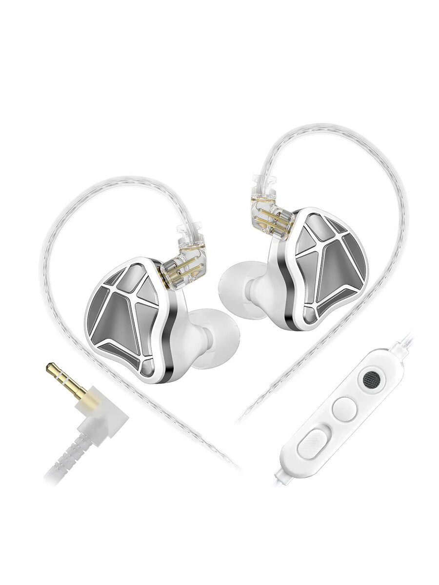 KZ Axas 3.5 мм с микрофоном, бежевый, проводные наушники