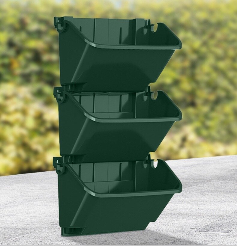 Вертикальная грядка для клубники и цветов, полипропиленовый материал, темно-зеленый, 18 шт