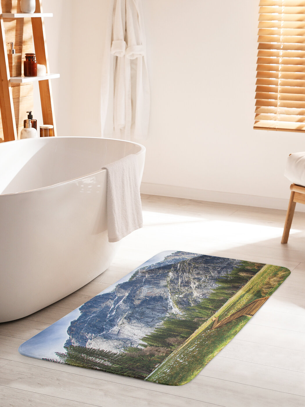 Коврик для ванной комнаты и туалета противоскользящий "Дорога к горе" 60х100 см, JoyArty