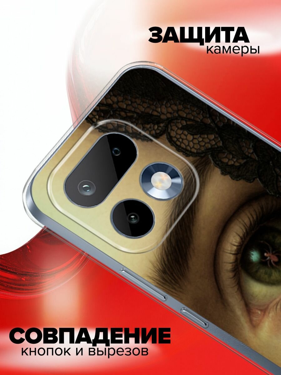 Силиконовый чехол на Realme 16 Pro / Реалми 16 Про с принтом Паук в глазах — фото 1