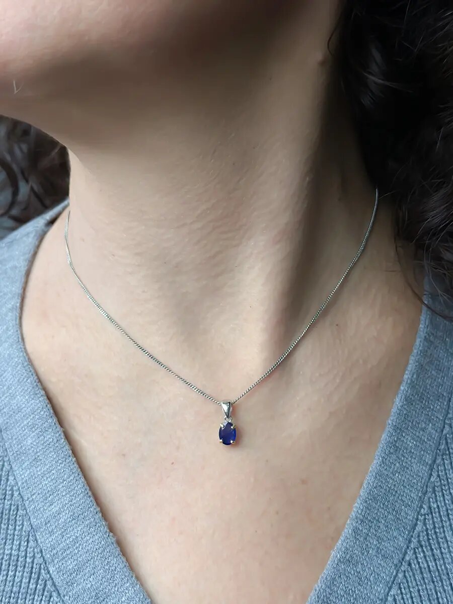 Подвеска, серебро, 925 проба, золочение, родирование, сапфир