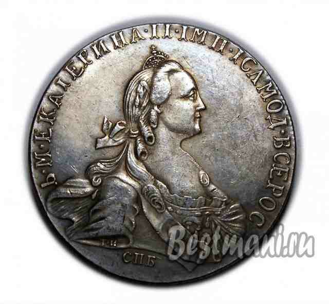 Монета рубль 1772 Екатерина II копия монеты