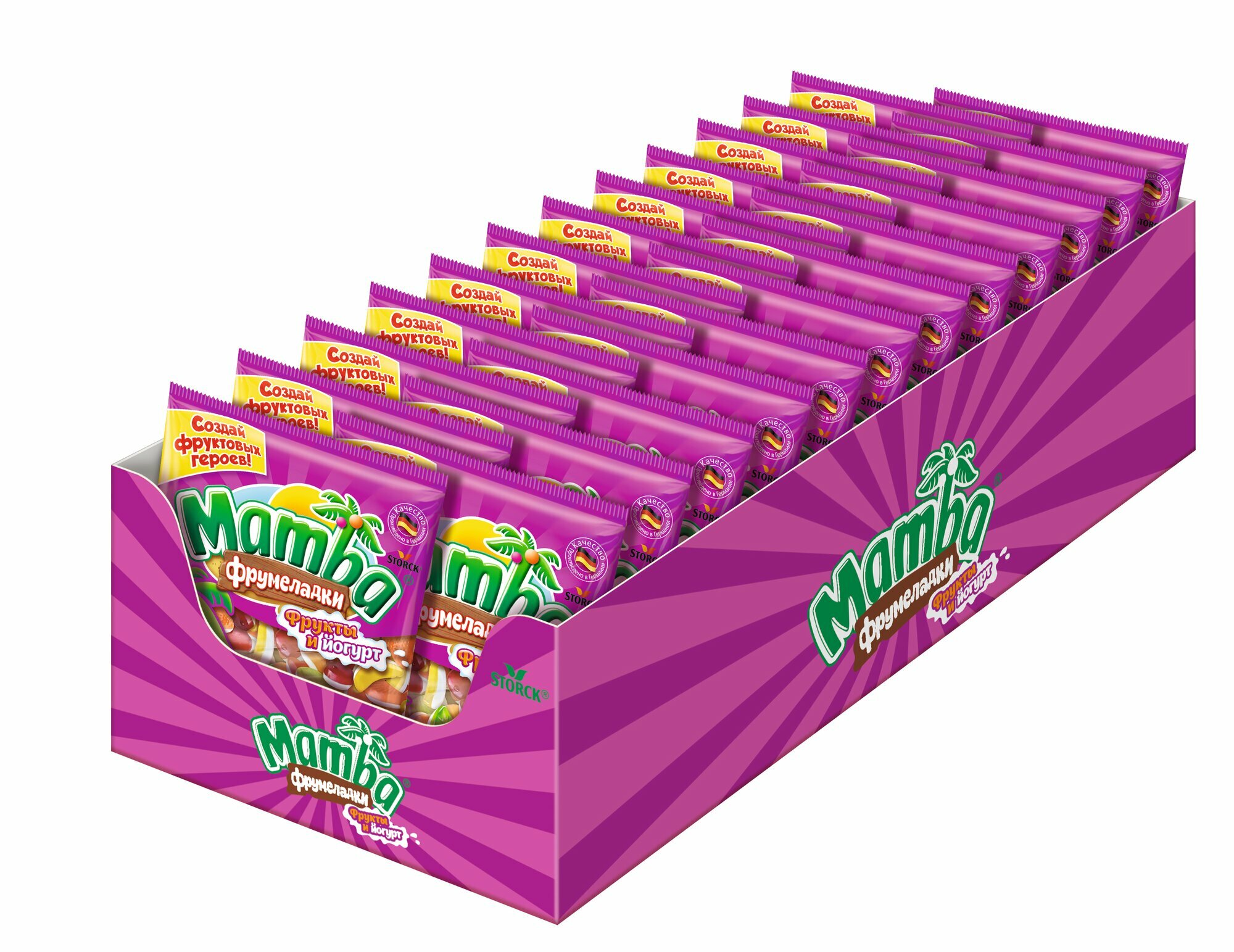 Жевательный мармелад Mamba Фрумеладки Фрукты и йогурт, 72 г (24 штуки в блоке)