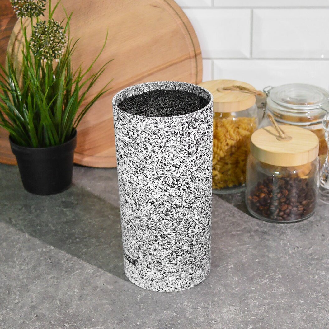 Подставка для ножей 22 см, полипропилен, серый с черными вкраплениями, универсальная