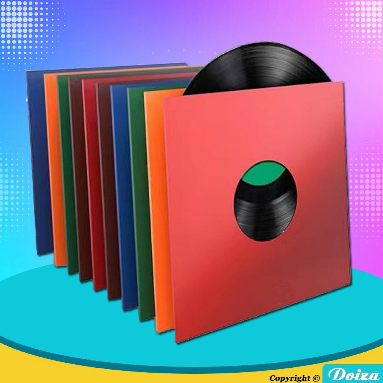 Картонный конверт MyPads для виниловых пластинок, крафтовый, с окошком, красный, набор 5 шт