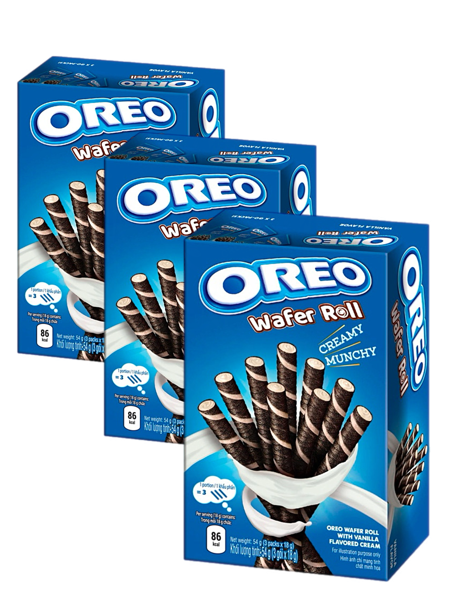 Вафельные палочки Oreo Waffer Roll со вкусом ванили, 3 шт х 54 гр, (Индонезия)