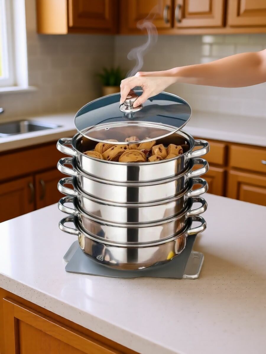 Мантоварка мантоварка для индукционной плиты, Нержавеющая сталь, 4 яруса, 6 л