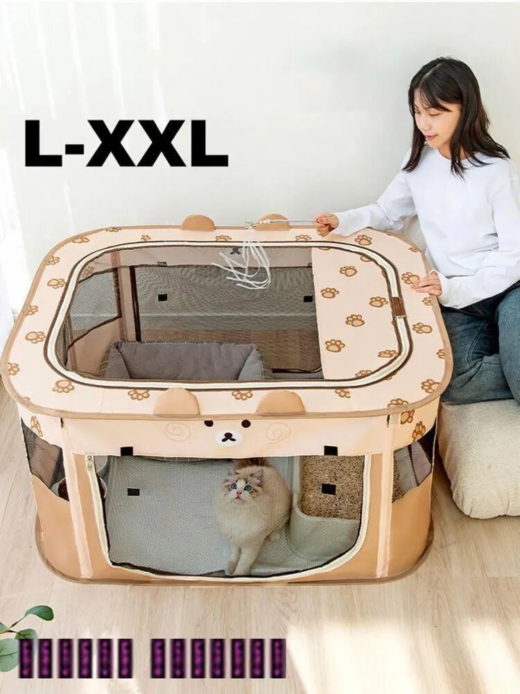 Манеж Для Котятer L-XXL Portable Foldable Pet Playpen Indoor Outdoor Puppy Cat Kennel