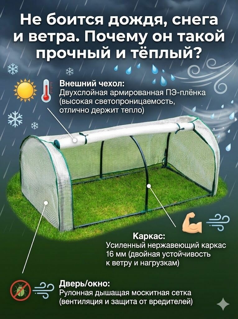 PRSO Парник, теплица drtyryt_wenshi 1.3х0.6х0.5м, Софт