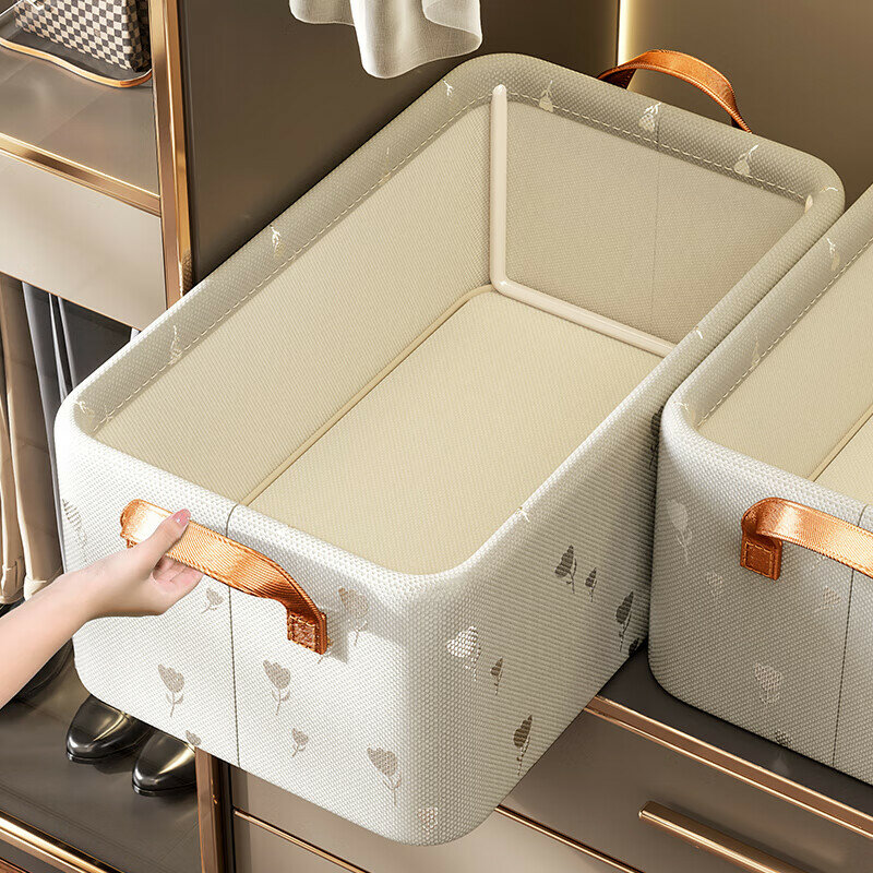 Bangni Meijia 3-Pack Clothes Storage Boxes, Home Wardrobe Organizer, Large Storage Container for Dormitory, Misty Gray