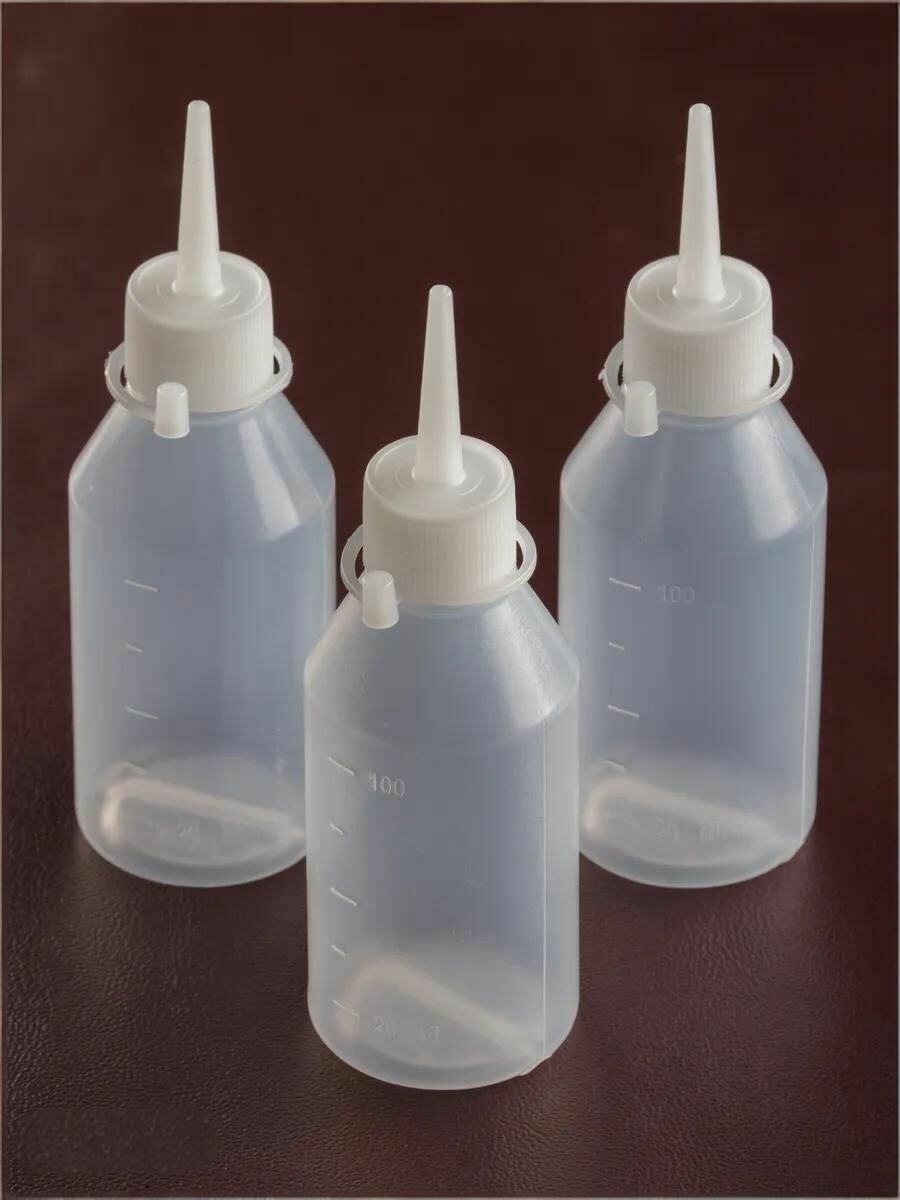 Баночка для клея и химии 100 мл с пластиковым дозатором 3шт