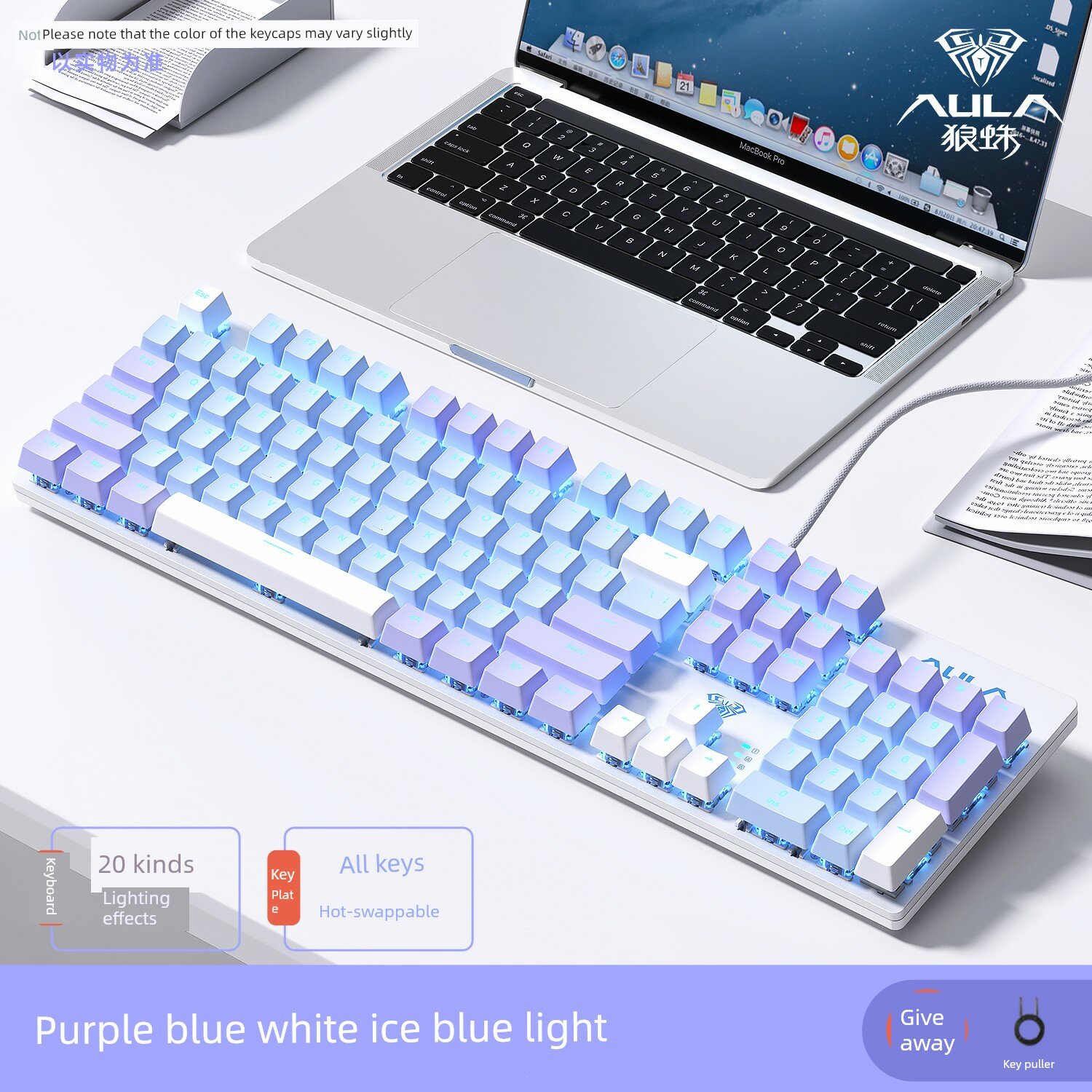 Wolf Spider 68PRO Проводная игровая механическая клавиатура с переключателями Cherry MX Blue, цвет сине-фиолетовый,