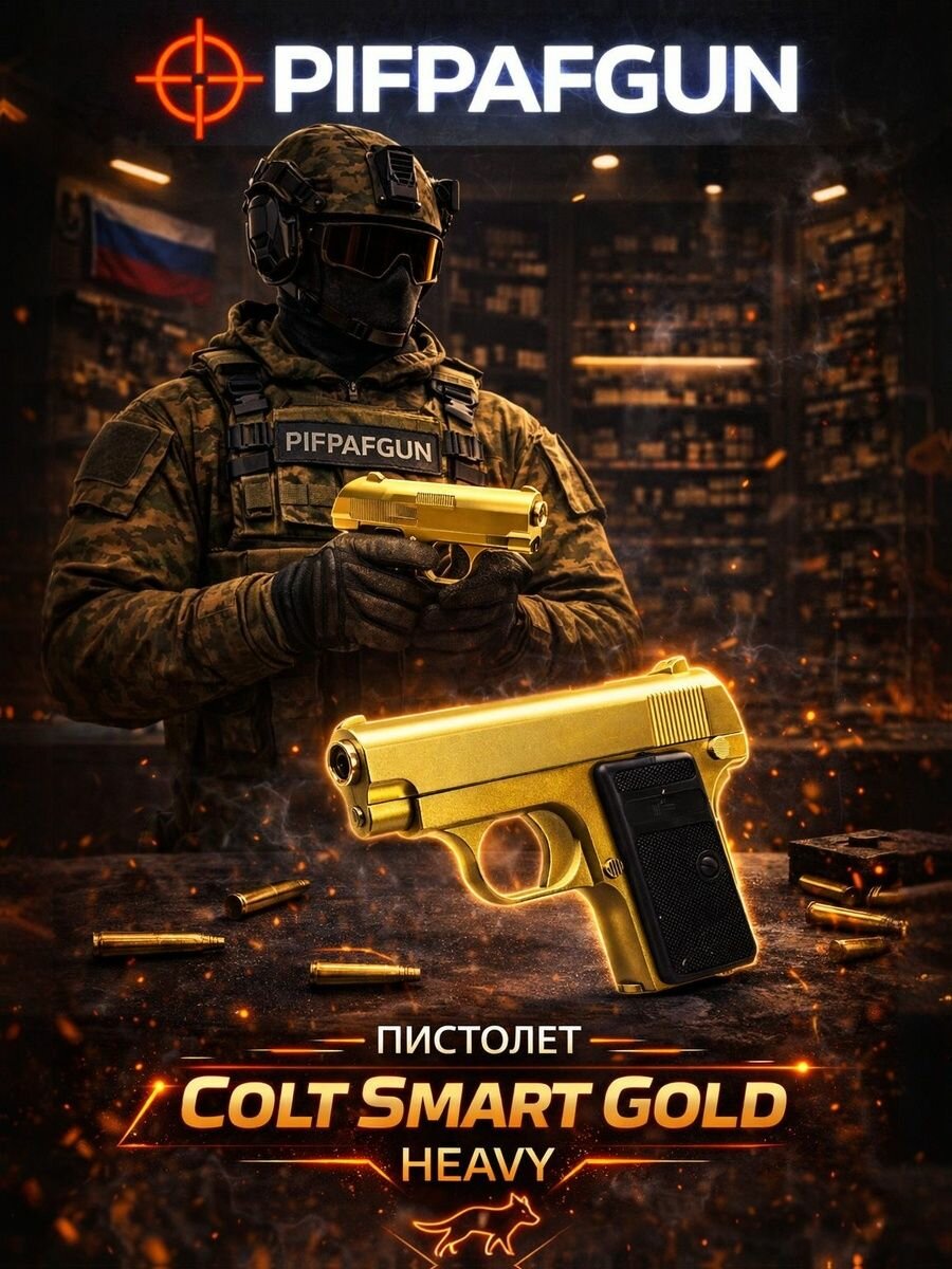 Игрушечный пистолет Colt Smart Gold Heavy, золотистый, BB 6 мм, ручной взвод