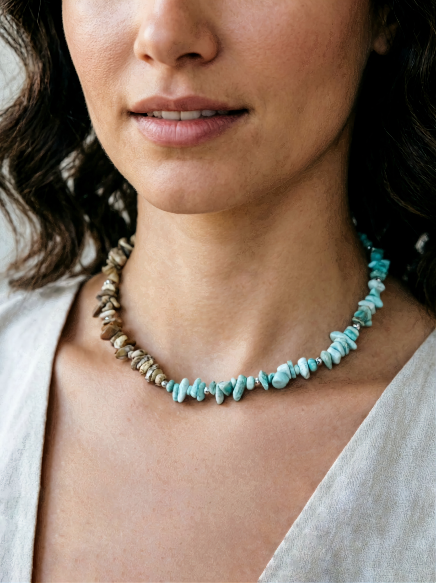 Чокер, амазонит, яшма