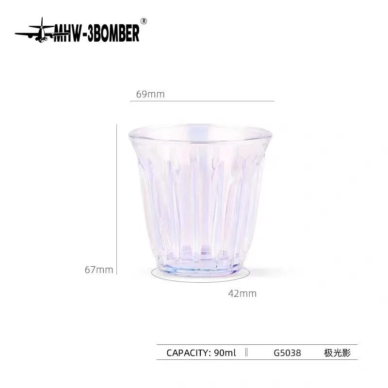MHW-3BOMBER Wirtght Cup Transparent 90ml Грани стакан для кофе стекло лиловый