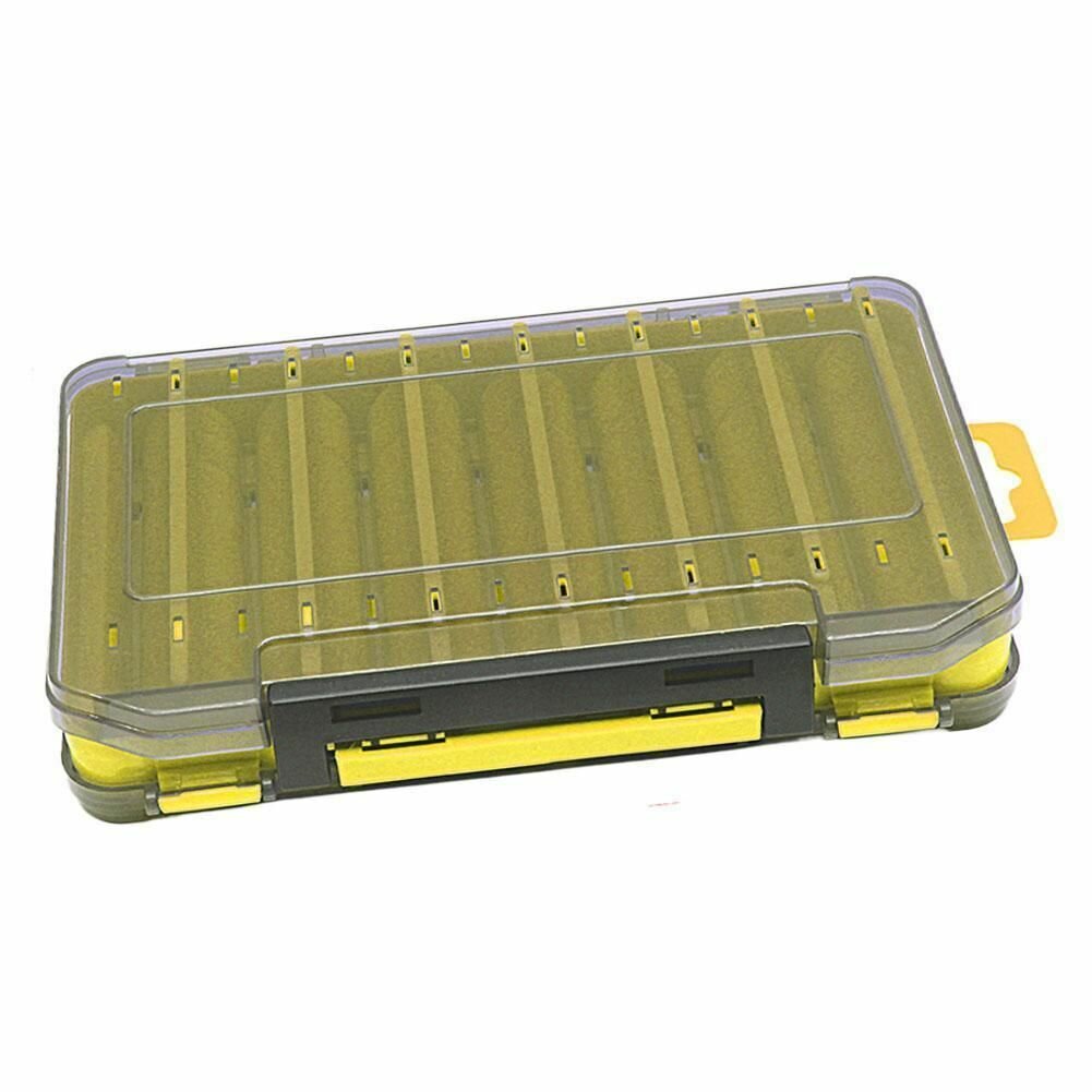 Рыболовный бокс-органайзер двухсторонний, 14 отделений для воблеров и блёсен, усиленный PP