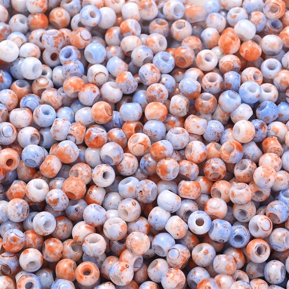 Бусины стеклянные 4 мм Blue orange, 200 шт.