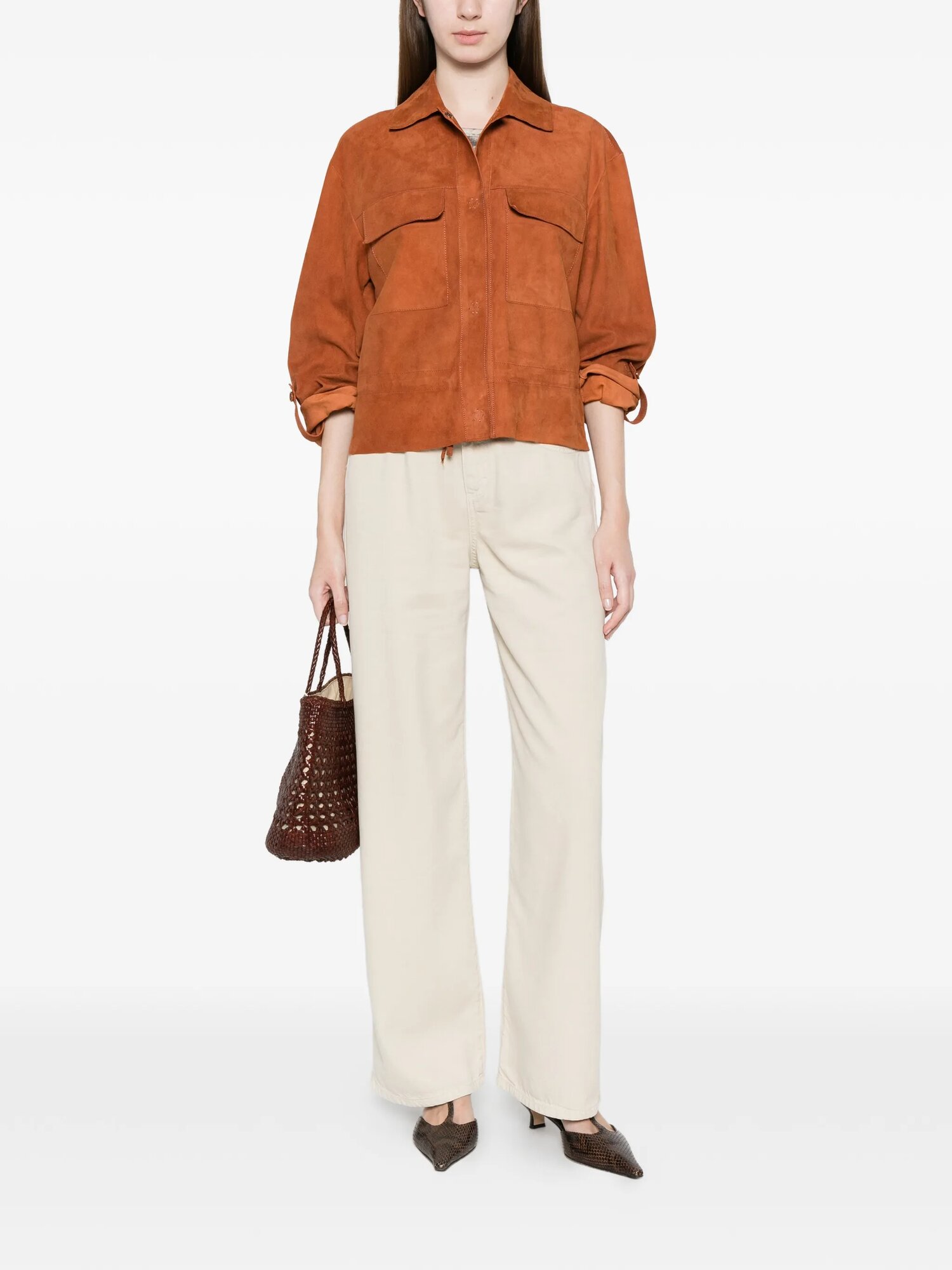 Куртка Salvatore Santoro Flap-pocket suede jacket, размер 38, orange — фото 1