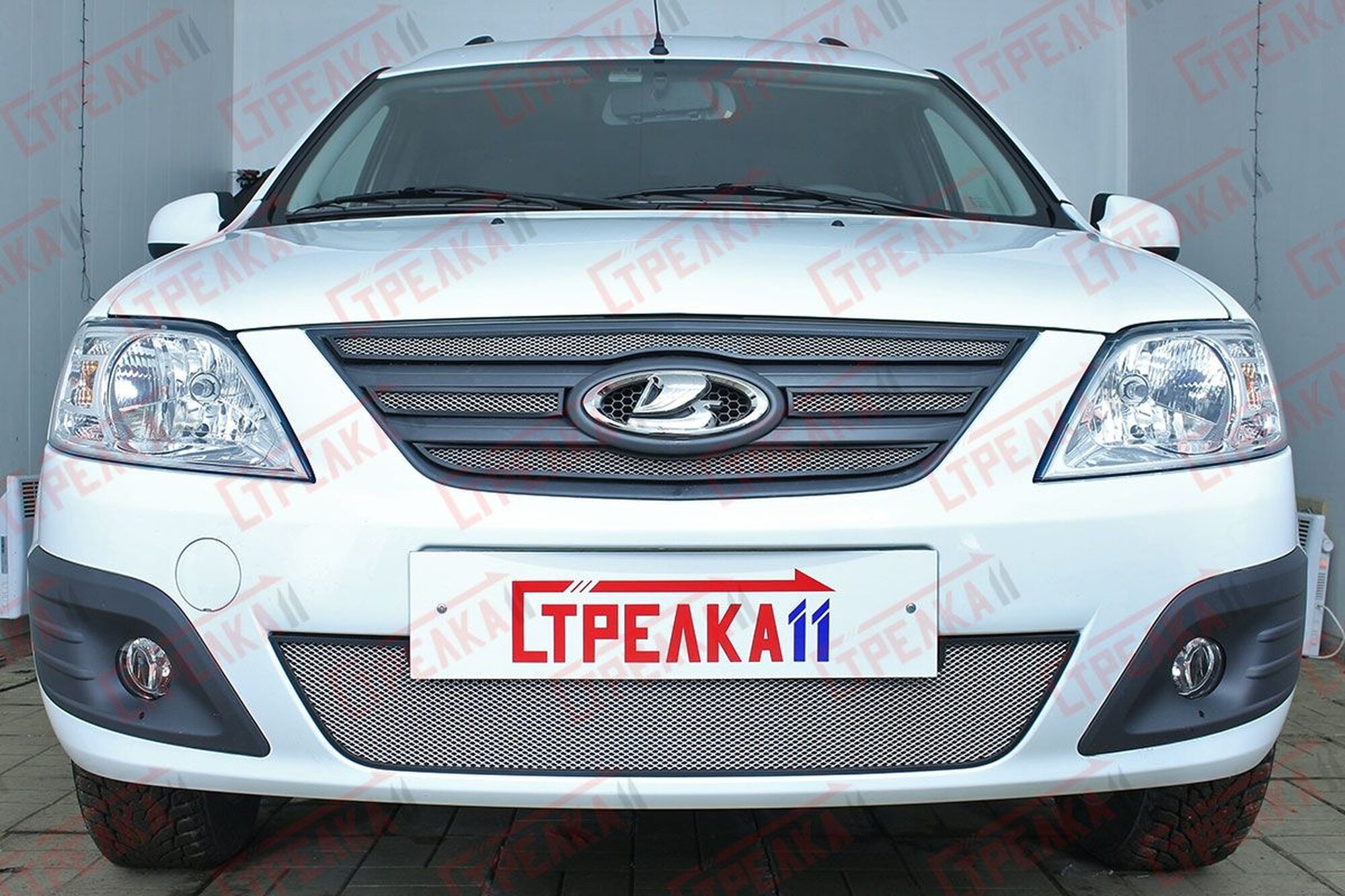 Защитная сетка радиатора с окантовкой и защелками для Lada Largus 2019-2021, 5шт, хром